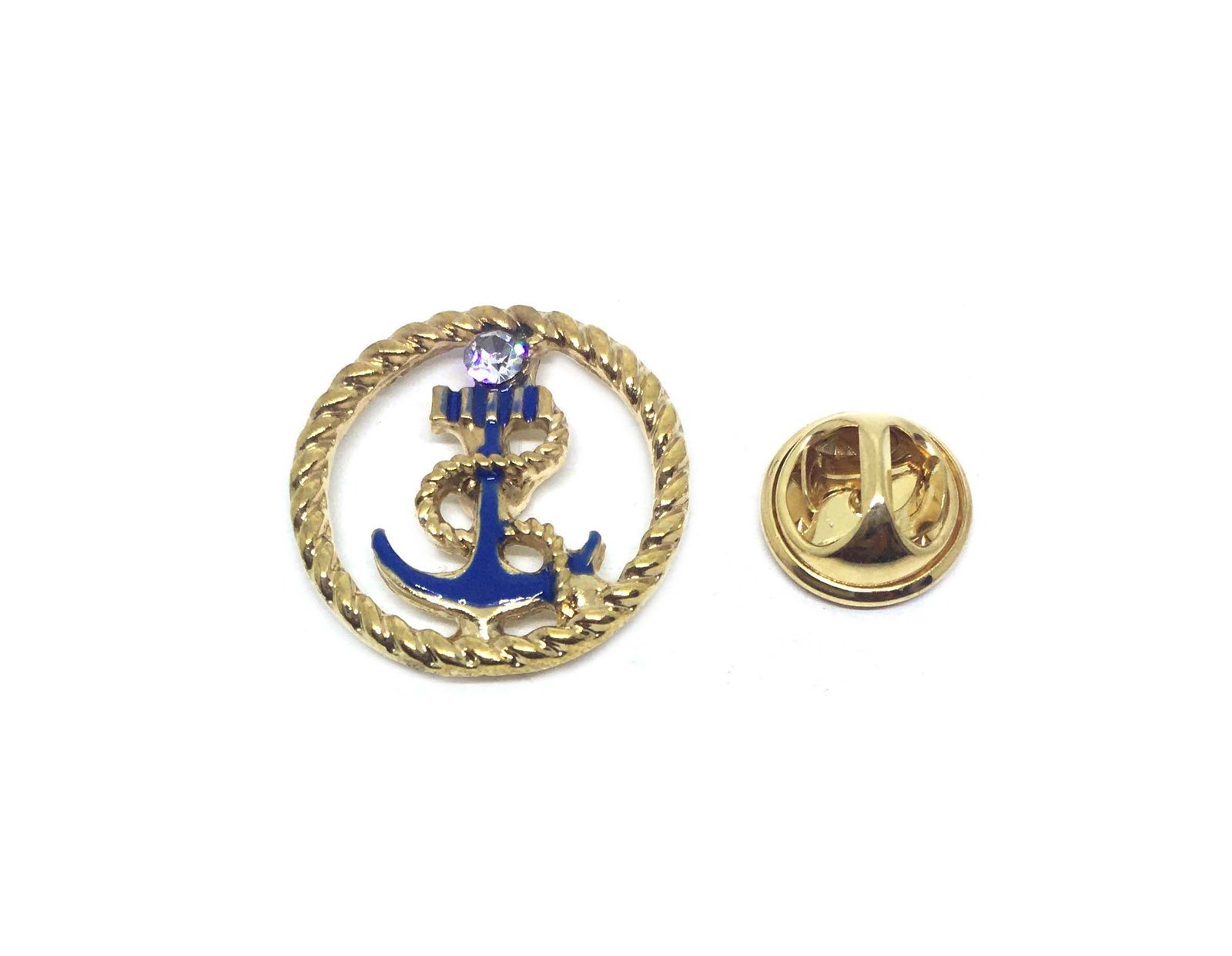 Blue Enamel Anchor Lapel Pin | FINOX