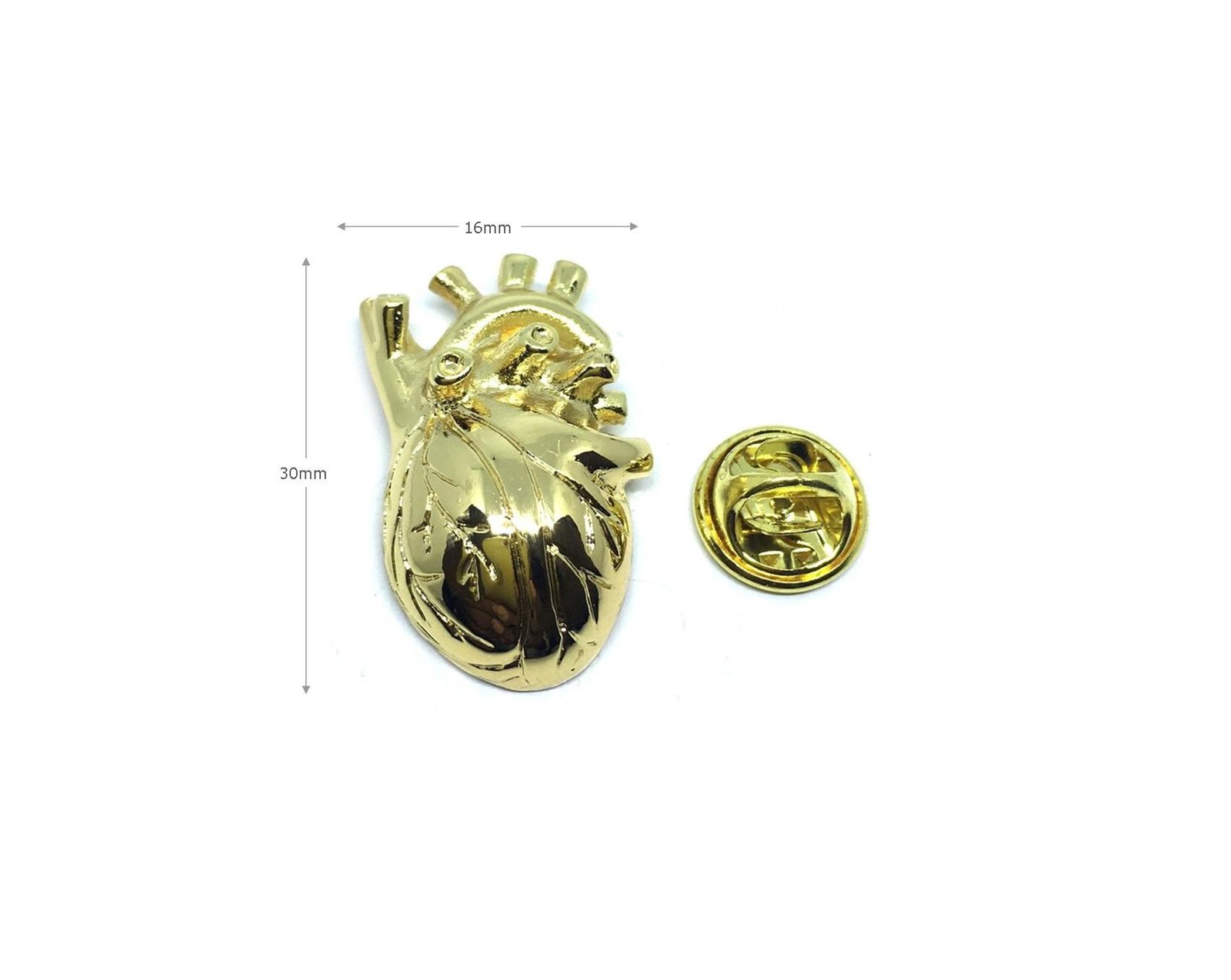Gold Anatomical Heart Pin | FINOX