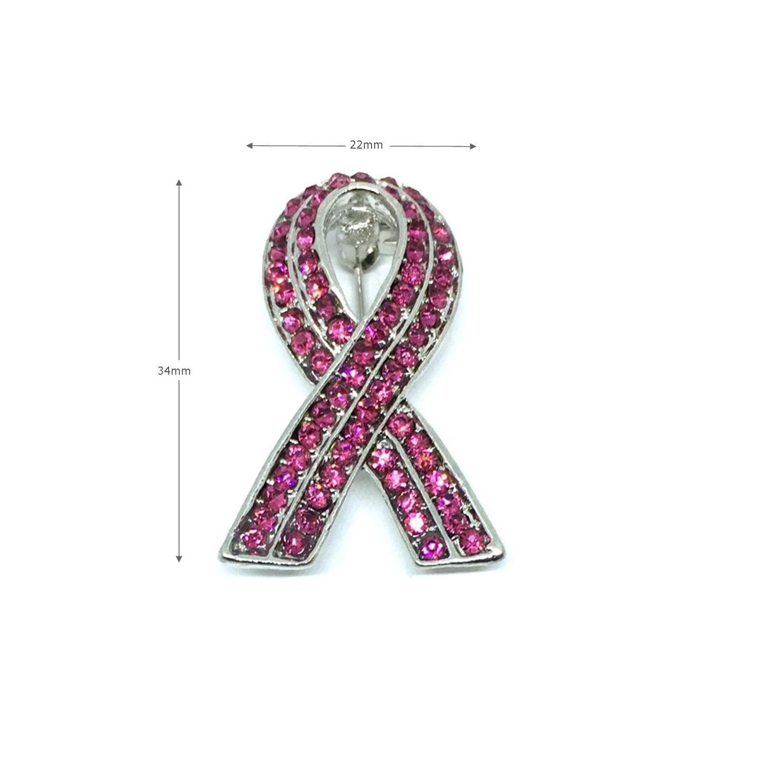 Pink Rhinestone Cancer Brooch - FINOX