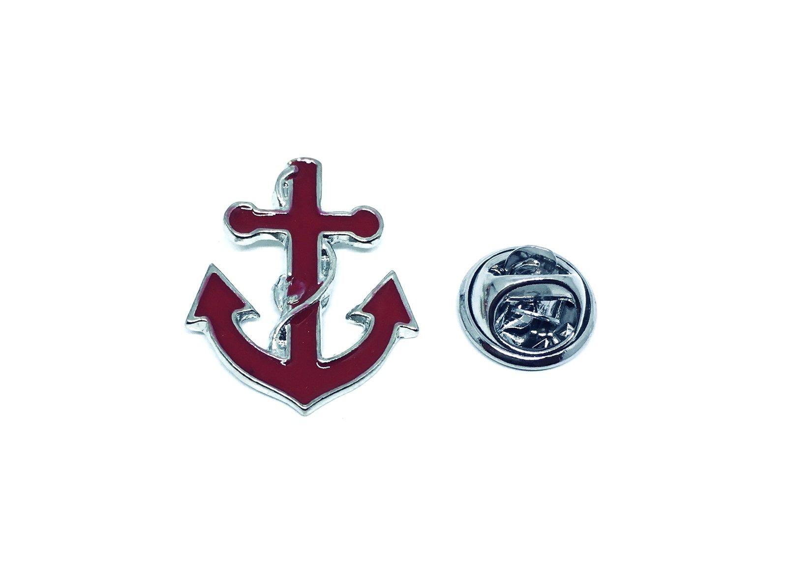 Red Enamel Anchor Lapel Pin | FINOX