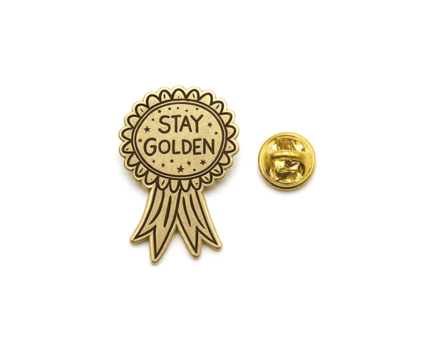 Stay Golden Ribbon Award Pin – Motivational Recognition Lapel Pin | Finox