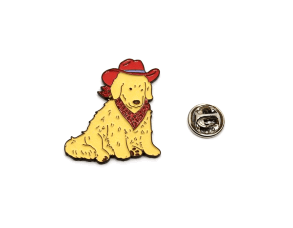 Cowboy Golden Retriever Enamel Pin – Cute Western Dog Lapel Pin